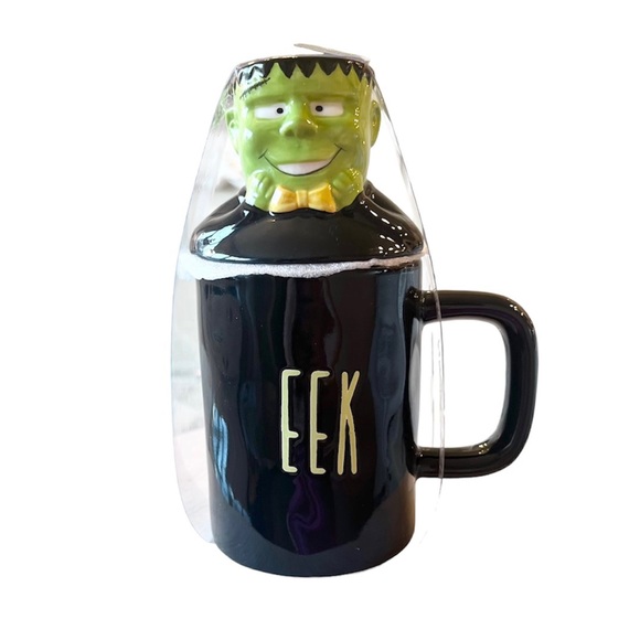 Dining | Frankenstein Black Green Eek Halloween Mug W Topper New | Poshmark